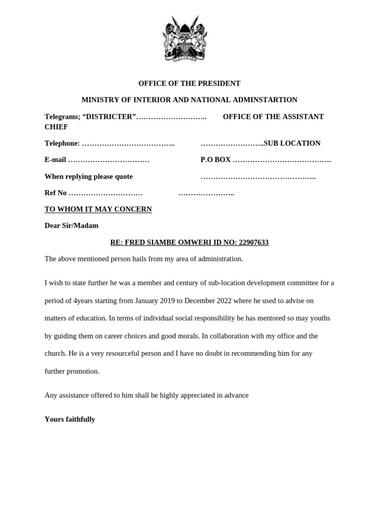 Recommendation Letter for Fred Siambe Omweri | PDF