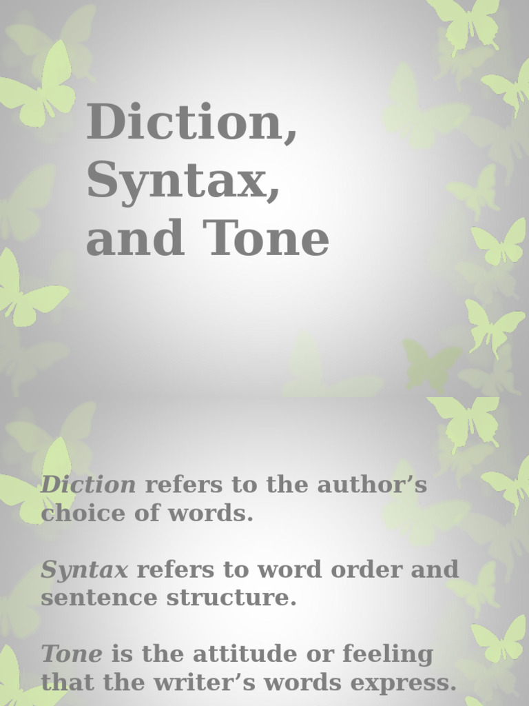 Diction Syntax Tone | PDF | Poetry | Word