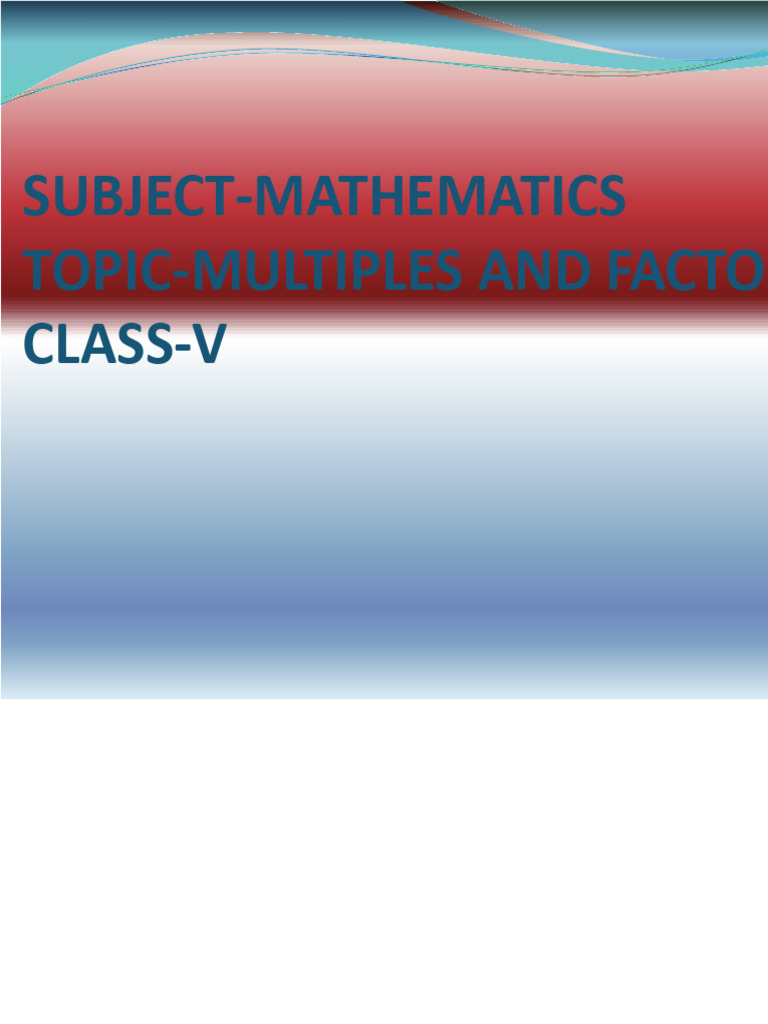 ClassV Ch3 Multiple and Factors | PDF | Prime Number | Factorization