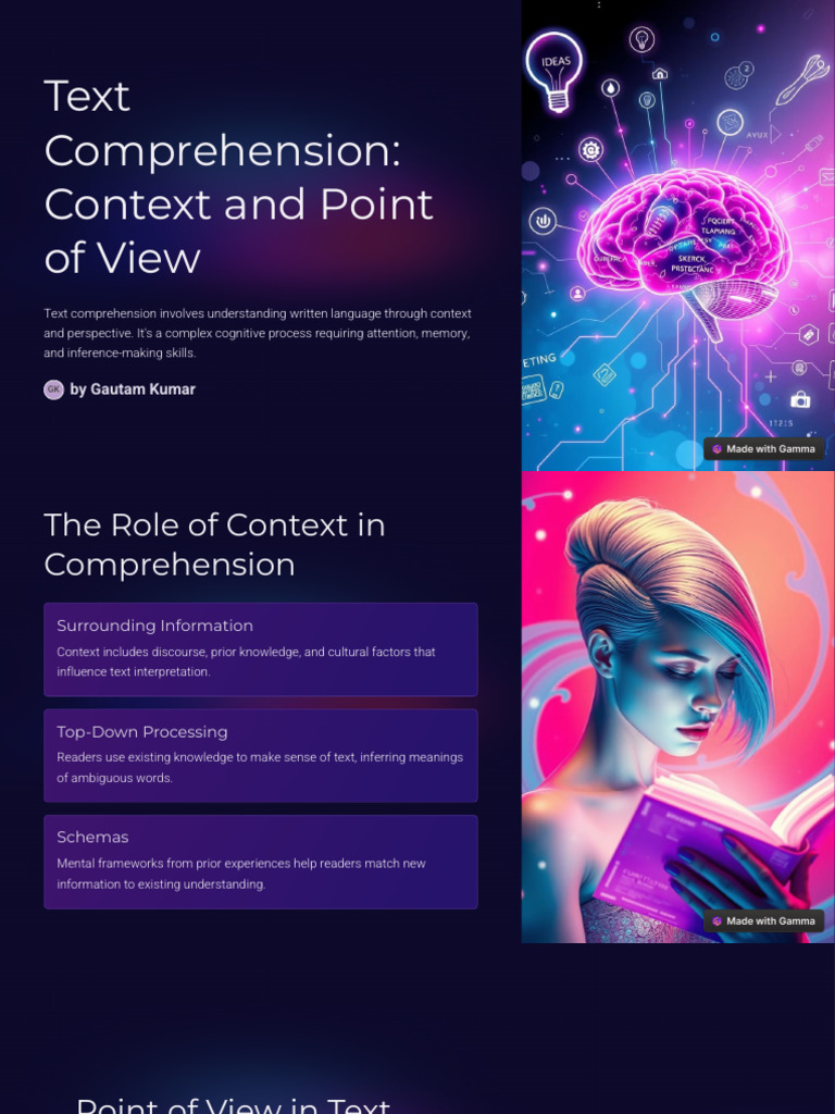 Text Comprehension Context and Point of View | PDF | Reading ...