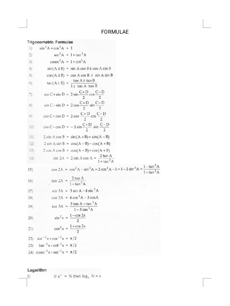 Basic Formulas | PDF
