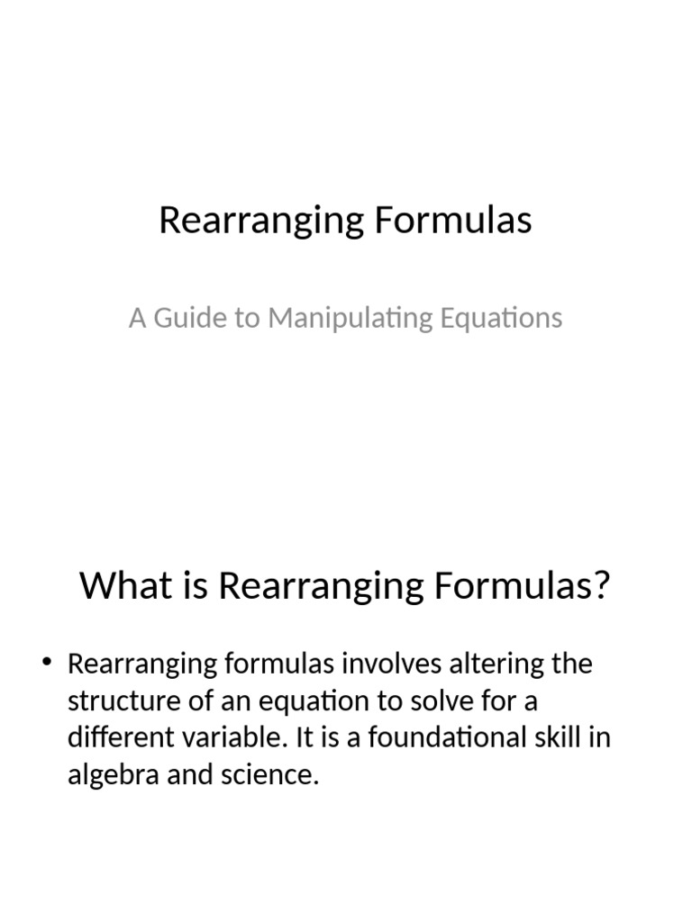 Rearranging Formulas | PDF