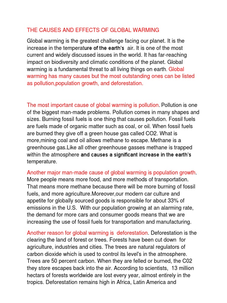 Causes and Effects of Global Warming | PDF