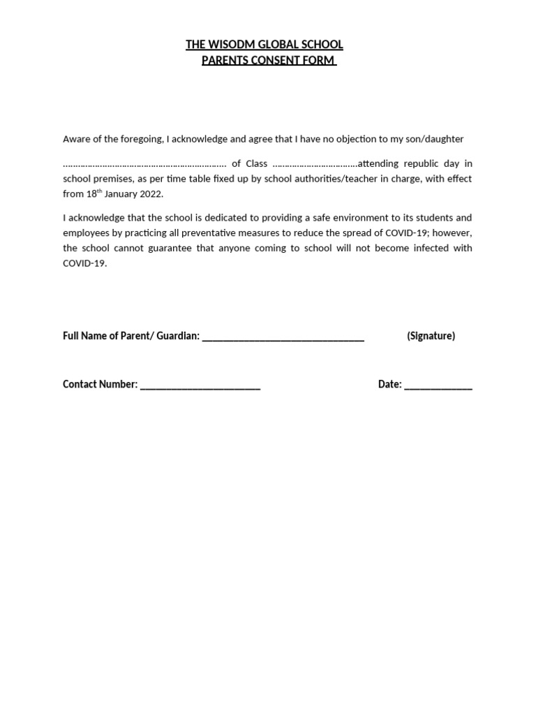 Parents Consent Form... | PDF