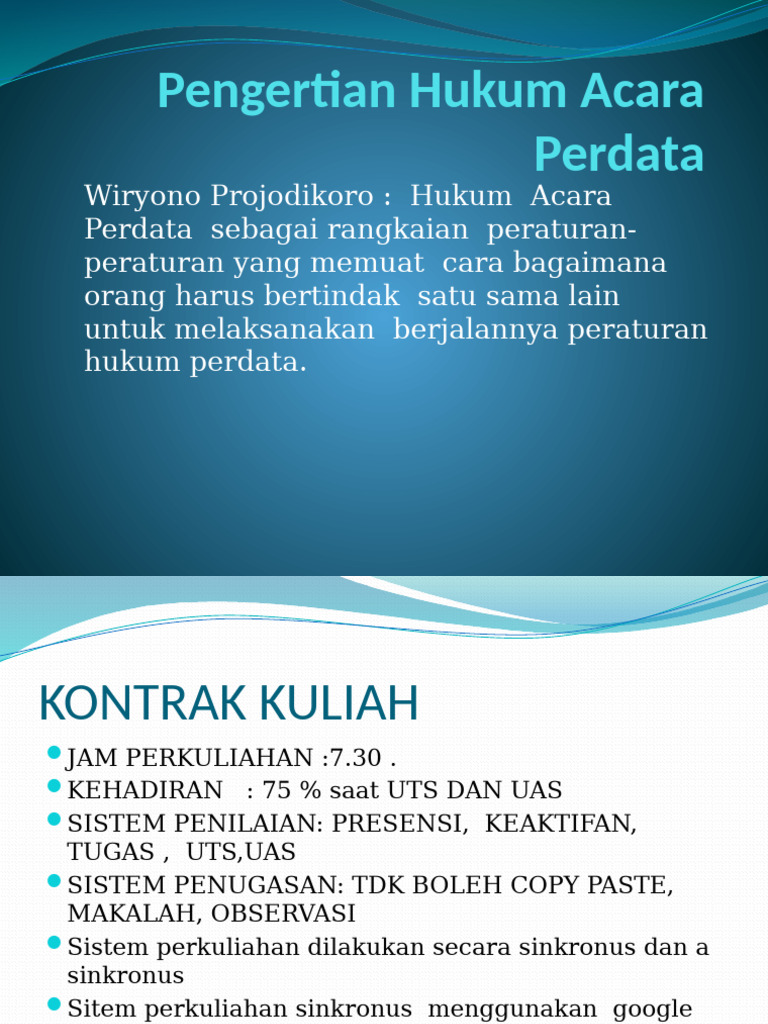 Pengertian dan Tujuan Hukum Acara Perdata | PDF