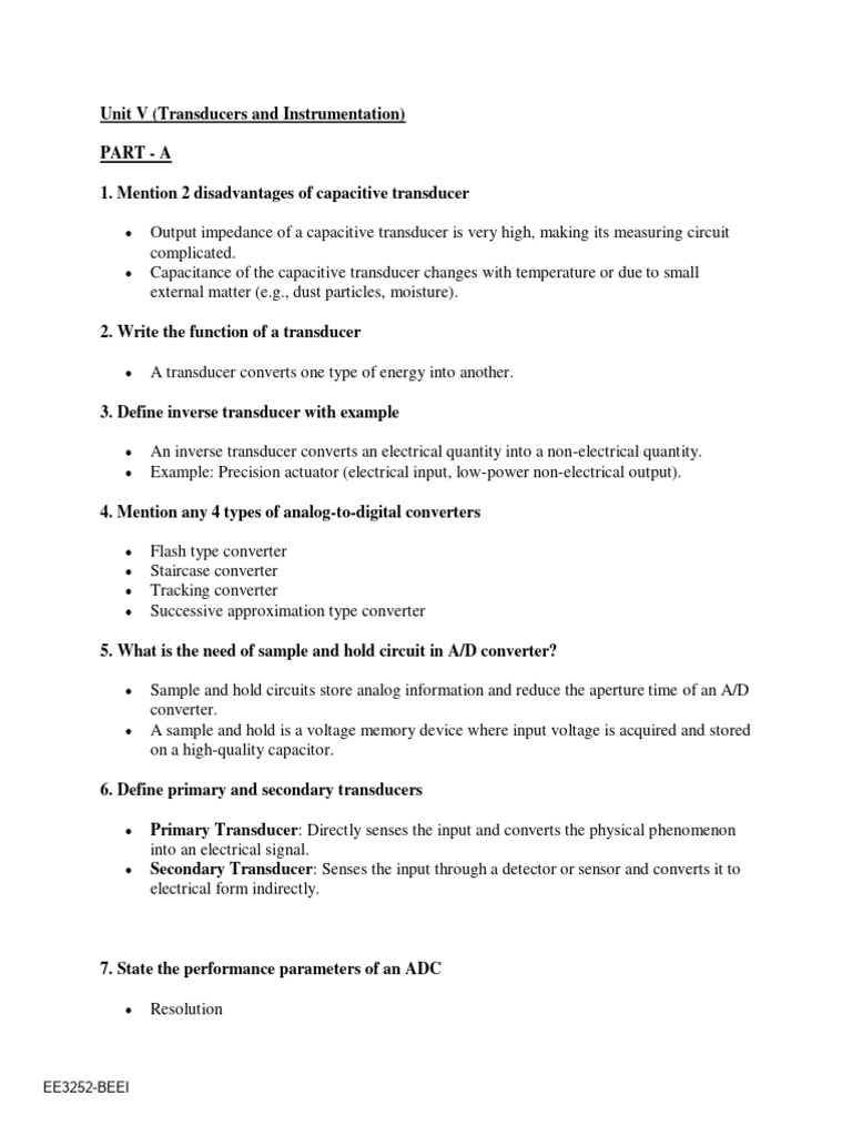 Transducers and Instrumentation Overview | PDF | Analog To Digital ...