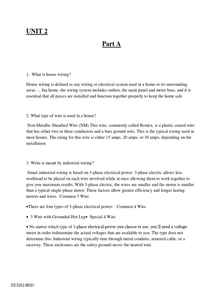 II Be3252 Beei Unit2 Question Bank | PDF | Electrical Wiring ...