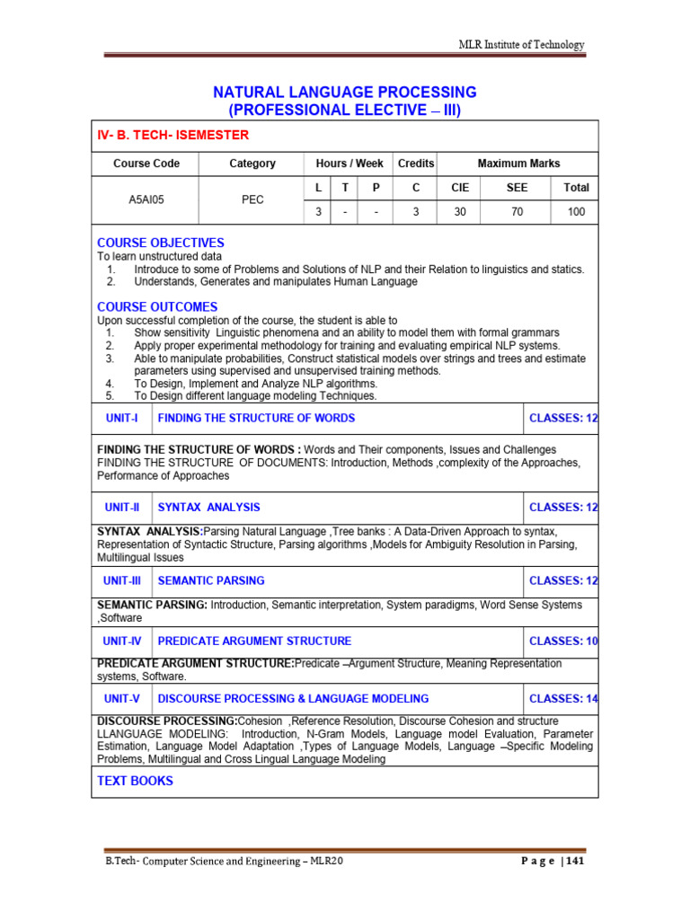 Natural Language Processing (Pe3) | PDF | Parsing | Syntax