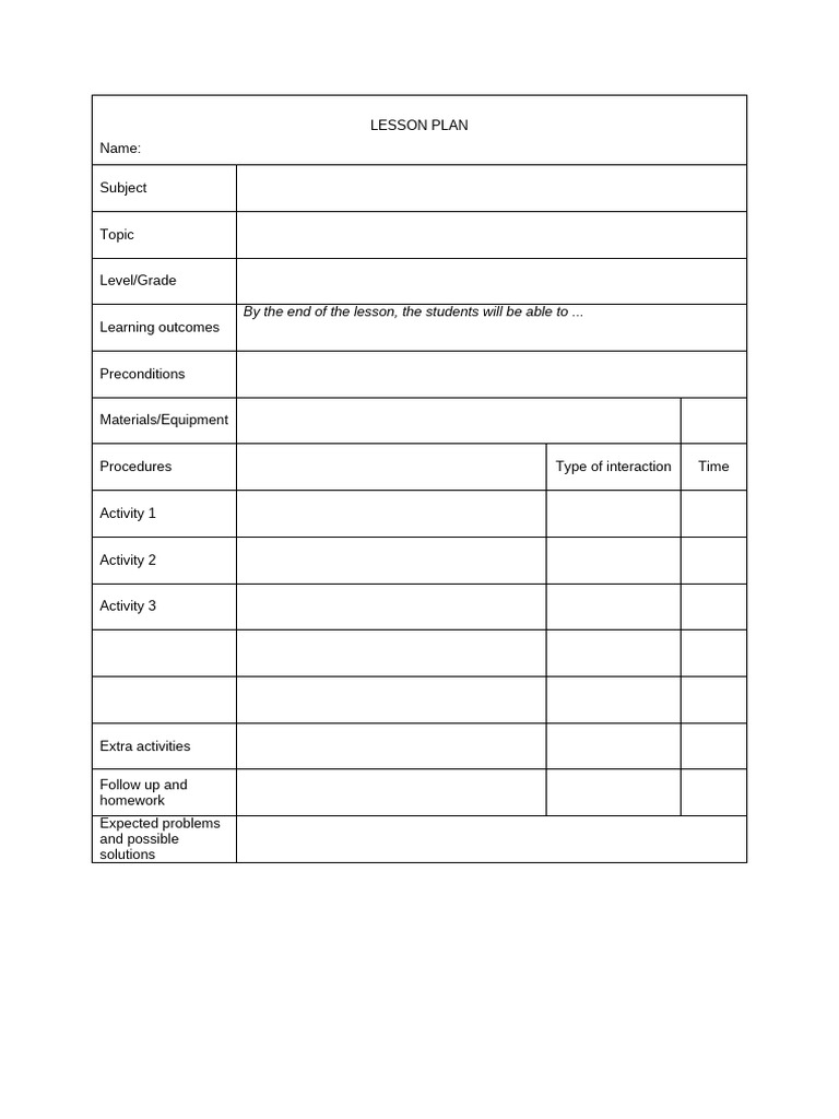 Comprehensive Lesson Plan Template | PDF