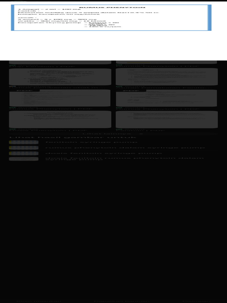 Rumus Fenitoin Syringe Pump - Penelusuran Google | PDF