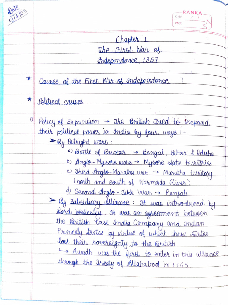 1857 First War of Independence Notes | PDF