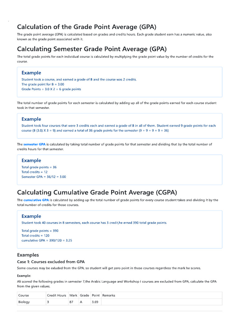 Gpa Calculation Notes | PDF