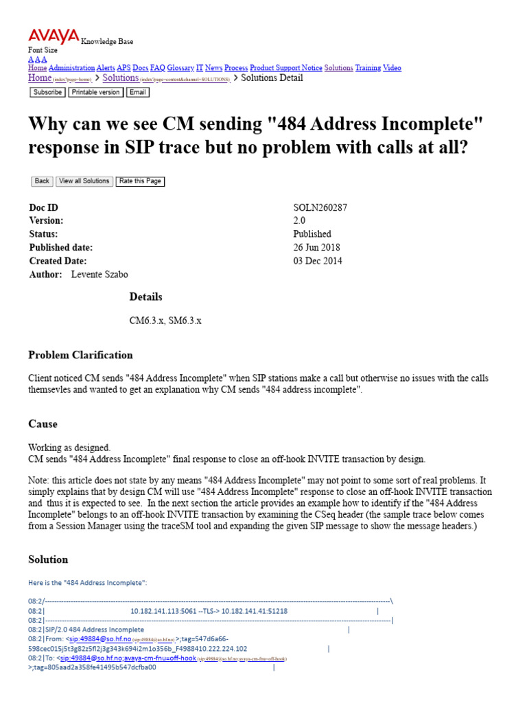 Understanding SIP 484 Address Incomplete | PDF | Session Initiation ...
