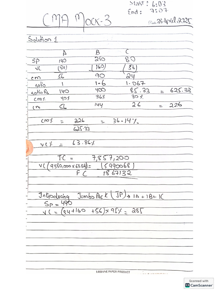 CMA MOCK 3 Ibrahim | PDF