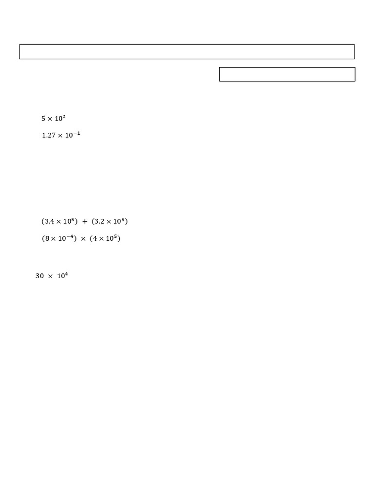 Standard Form Mixed Exercise Worksheet | PDF