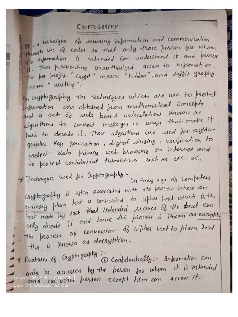 Cryptography Unit 1 | PDF