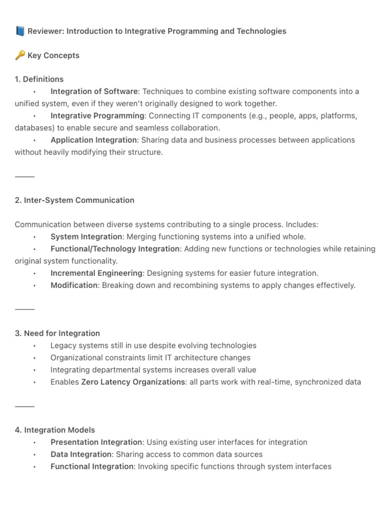 ? Reviewer: Introduction To Integrative Programming and Technologies ...