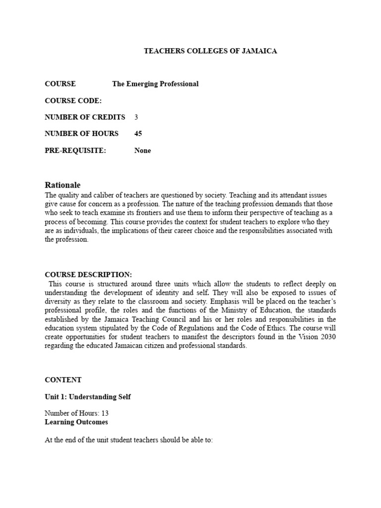 Emerging Professional Course for Teachers | PDF | Teachers | Identity ...