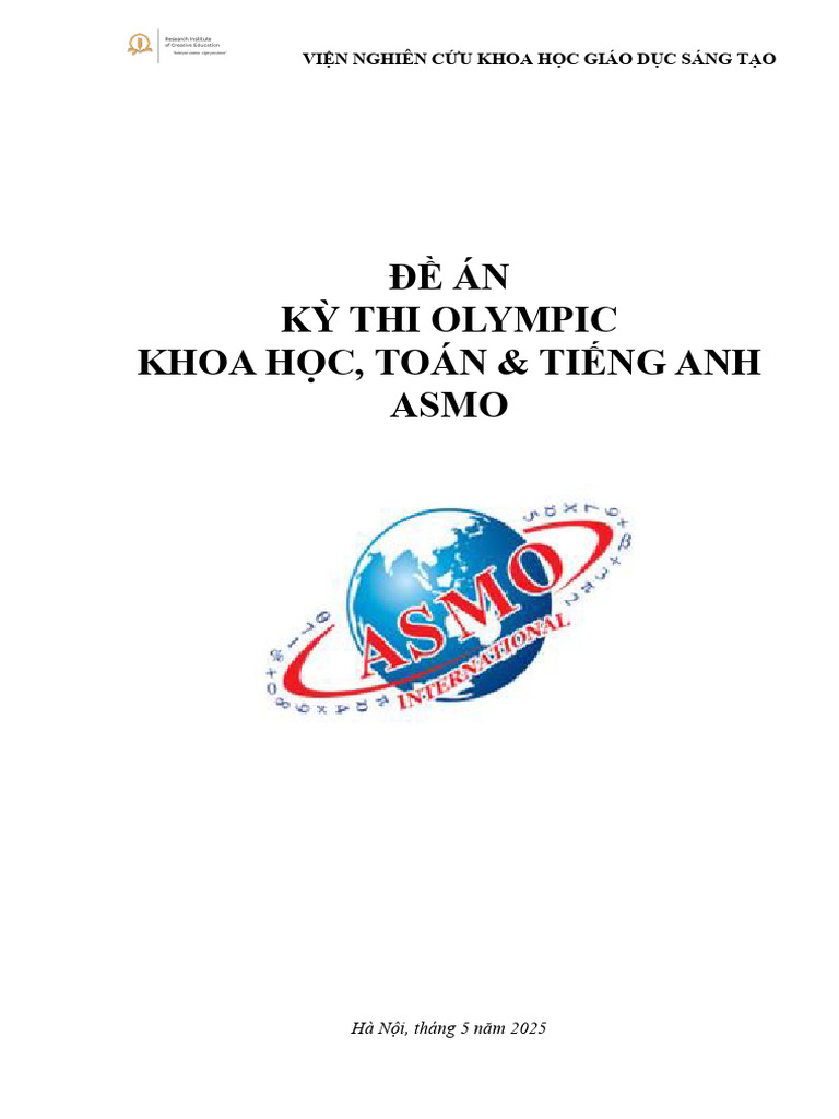 Đề Án Kỳ Thi Asmo Năm Học 2025-2026 | PDF
