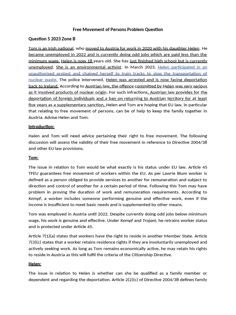 Free Movement Rights: Tom & Helen's Case | PDF | Government | Justice