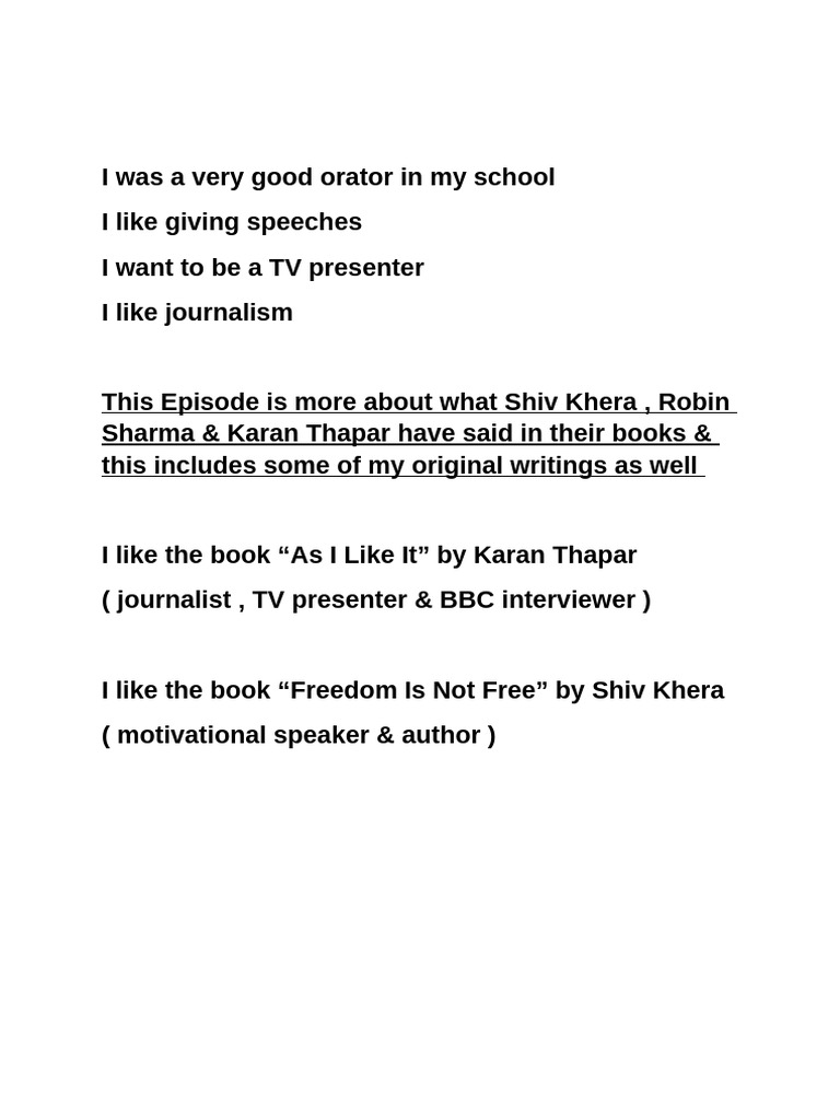 Episode On Shiv Khera, Robin Sharma & Karan Thapar | PDF | Indian ...