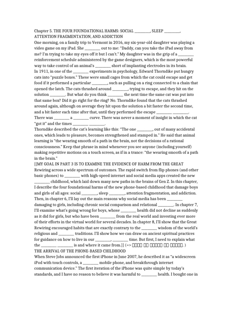 Chapter 5 Cloze Activity Full Version 2 | PDF | Attention Deficit ...