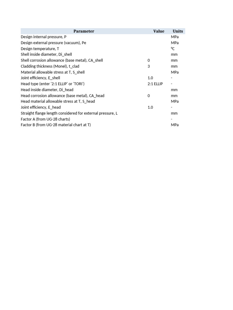 Pressure Vessel Design Parameters Guide | PDF | Mechanical Engineering ...