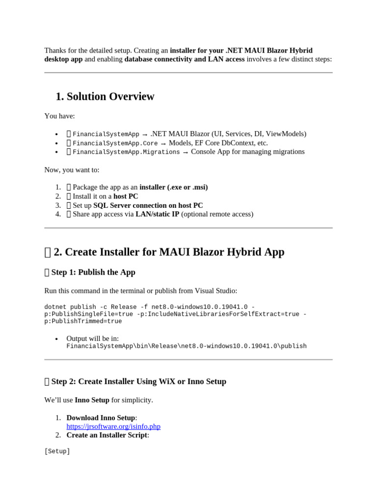 Create Installer for .NET MAUI Blazor App | PDF | Microsoft Sql Server ...