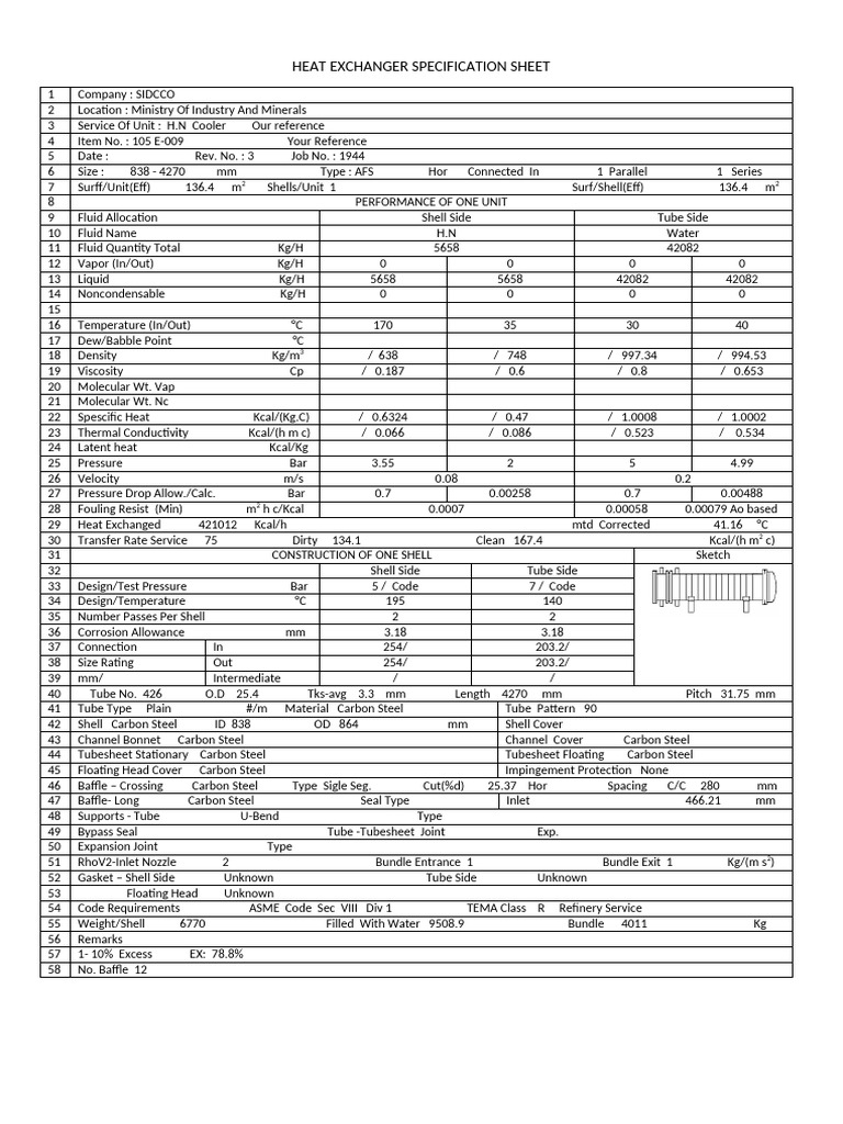 HEAT EX SPEC SHEET 105E009 | PDF | Heat Exchanger | Heat