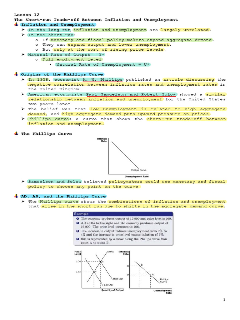 Lesson-12 | PDF | Phillips Curve | Inflation