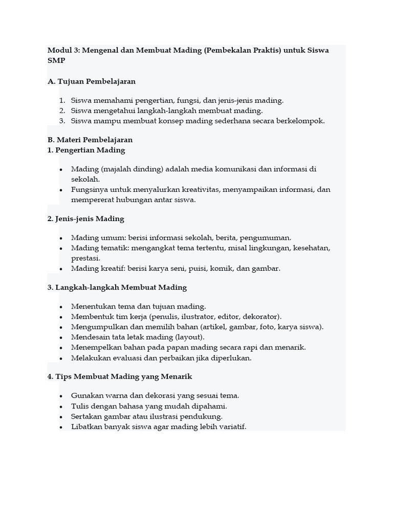 Panduan Praktis Membuat Mading Sekolah | PDF