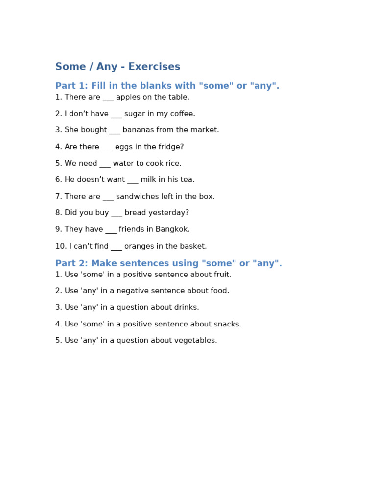 Some Any Exercises | PDF