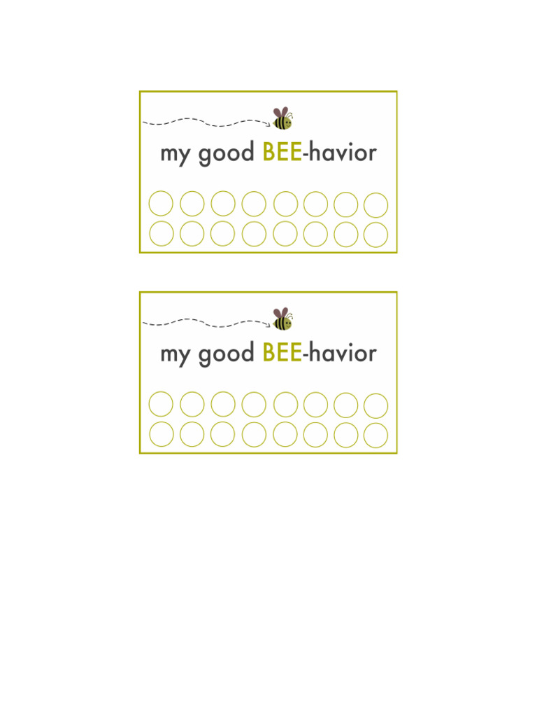 Good Behavior Punch Cards Green | PDF