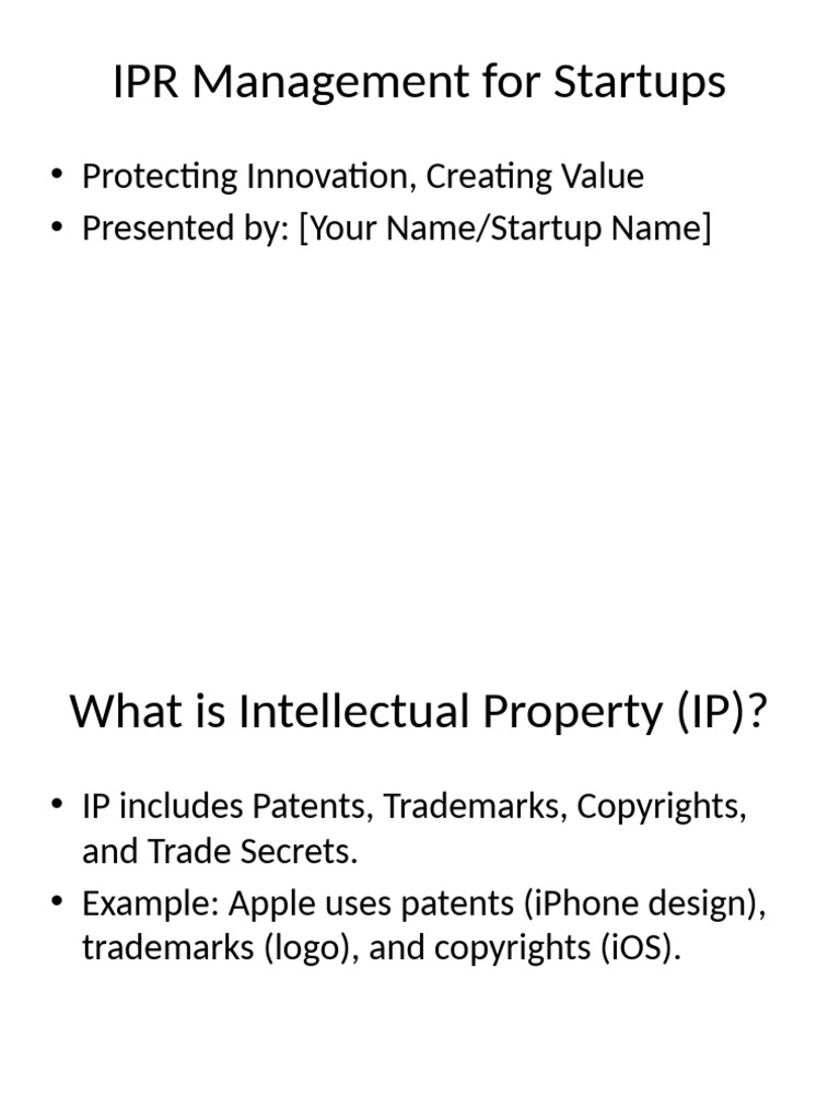 IPR Management For Startups | PDF