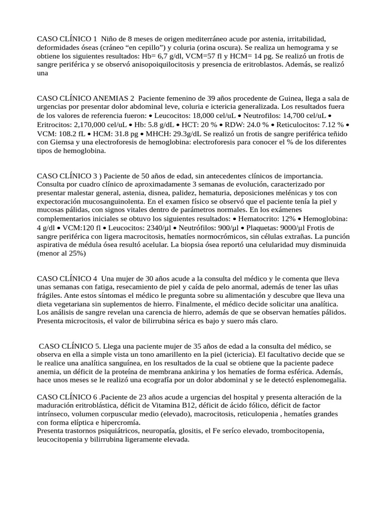 Diagnóstico y Tipos de Anemia en Pacientes | PDF | Anemia | Glóbulo rojo