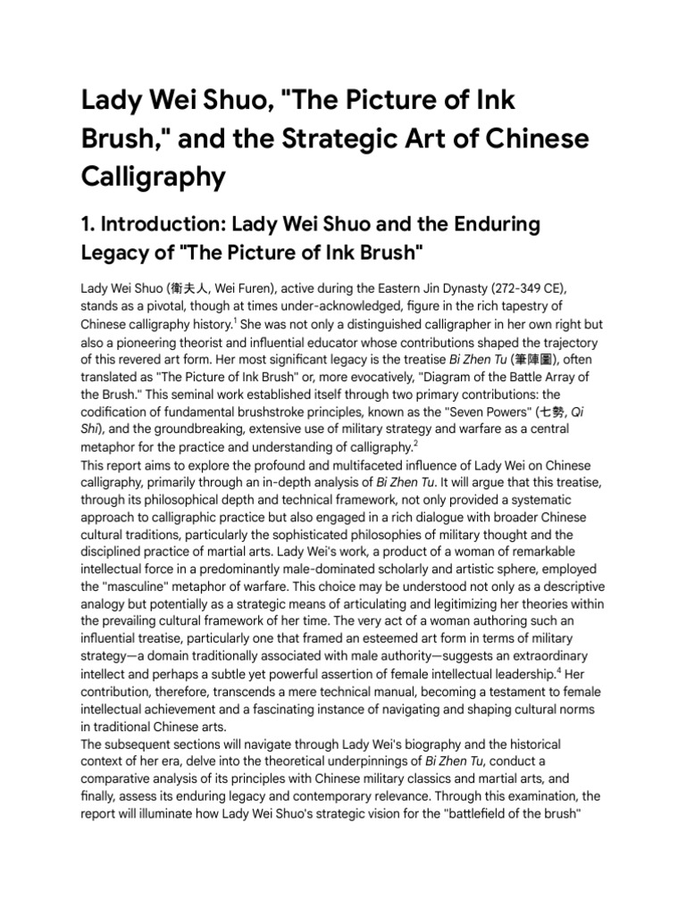 Lady Wei Shuo: Calligraphy and Strategy | PDF | Qi | Chinese Martial Arts