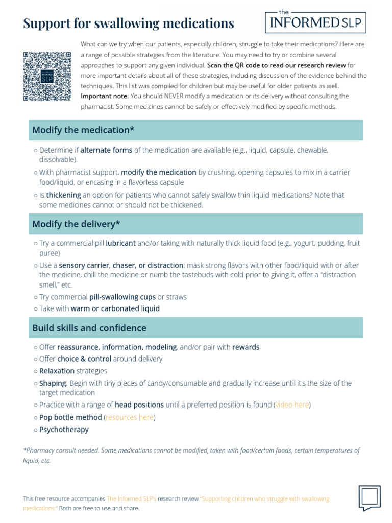 Strategies for Swallowing Medications | PDF | Health Care