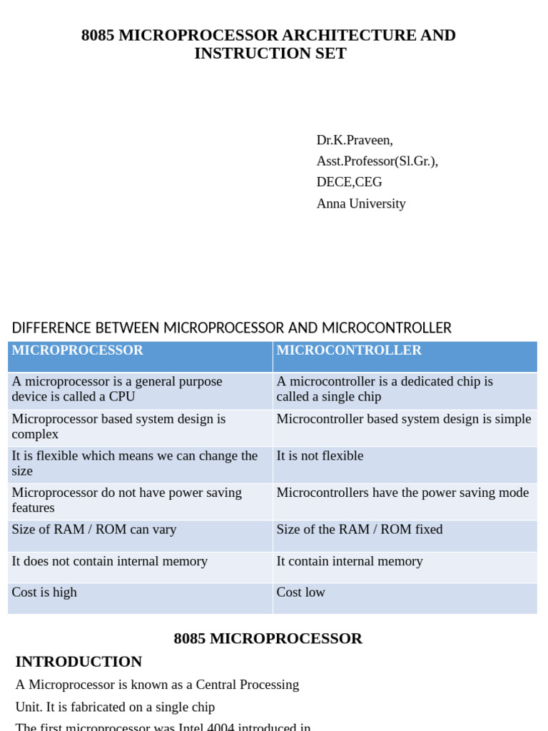 8085 Microprocessor Architecture and Instruction Set | PDF | Central ...