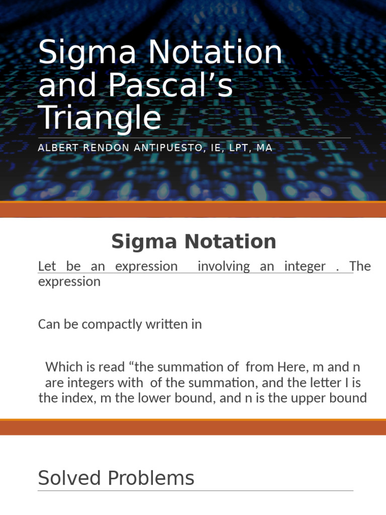 Sigma Notation and Pascals Triangle | PDF