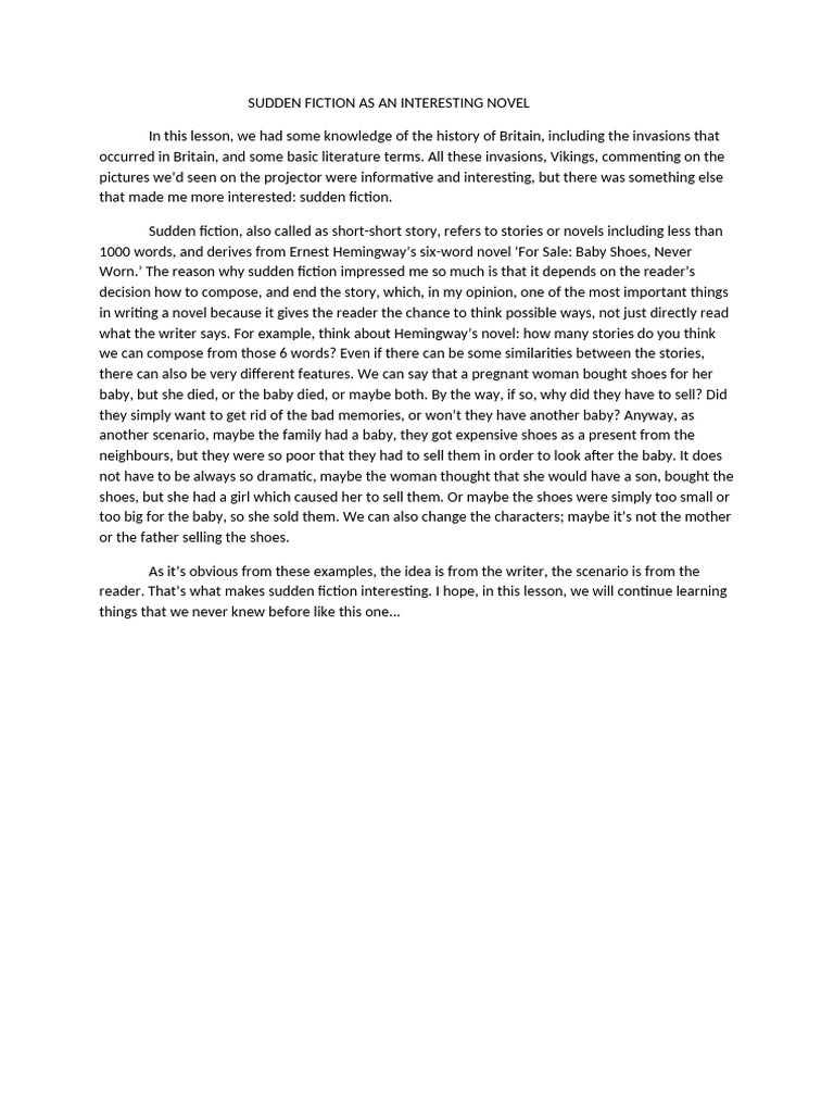 2 - Sudden Fiction As An Interesting Novel | PDF