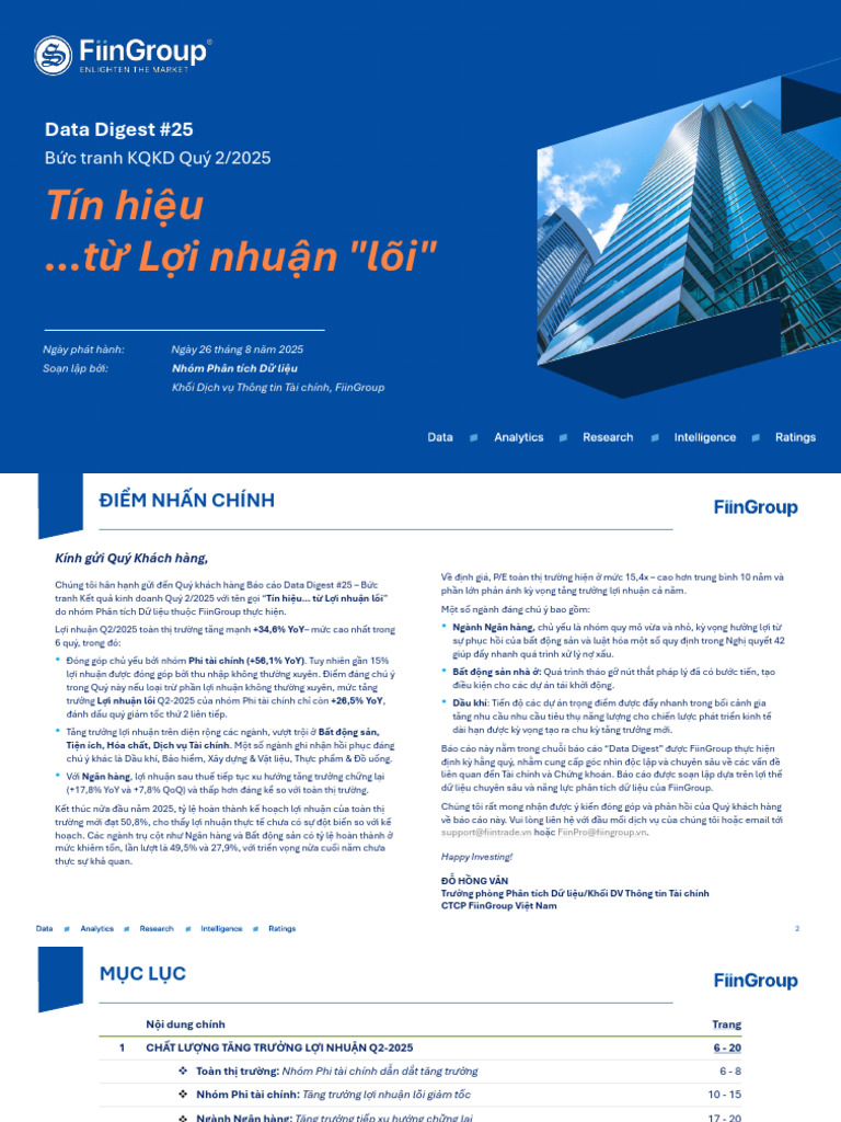 FiinGroup Data Digest No25 Tin Hieu Tu LN Loi | PDF