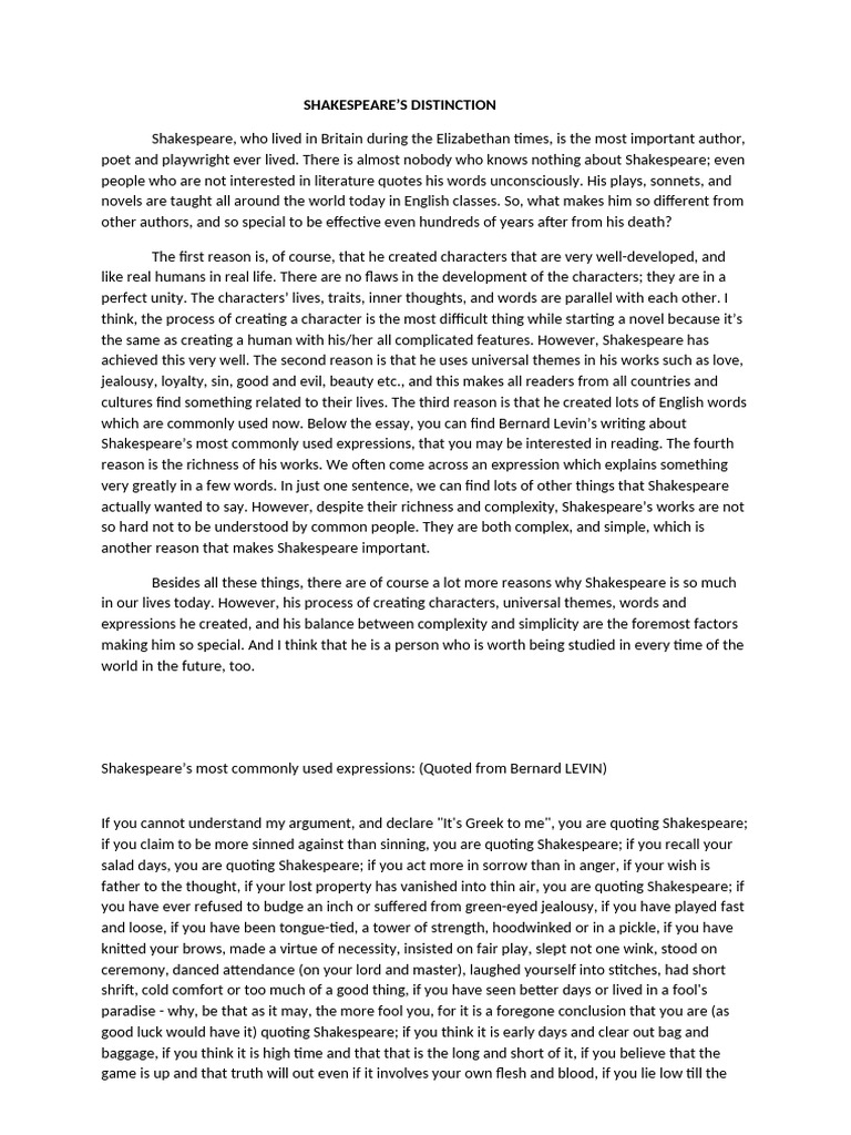 Why Shakespeare Remains Timeless | PDF | William Shakespeare