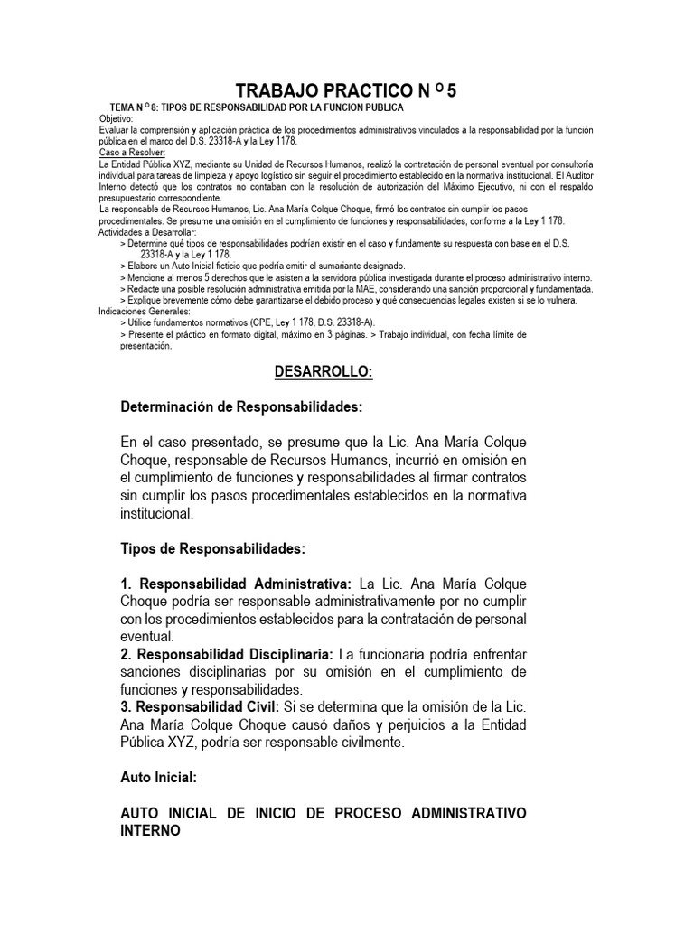 TRABAJO PRACTICO #5 Resuelto | PDF | Gestión de recursos humanos | Debido al proceso