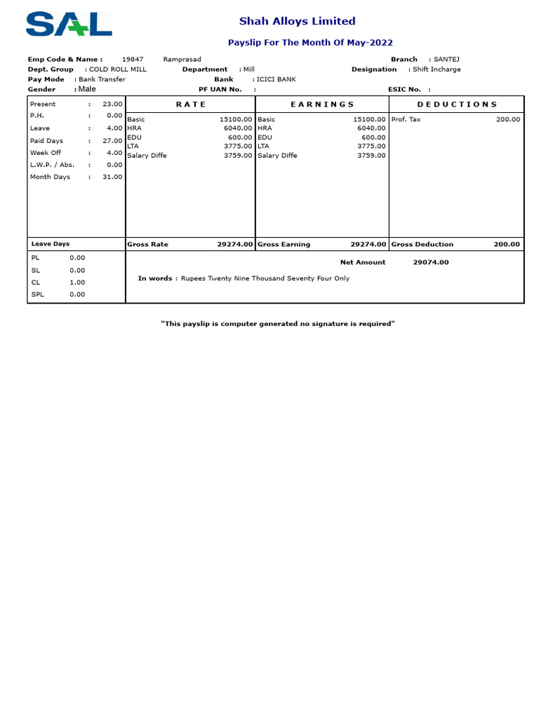 Payslip May. 22 | PDF