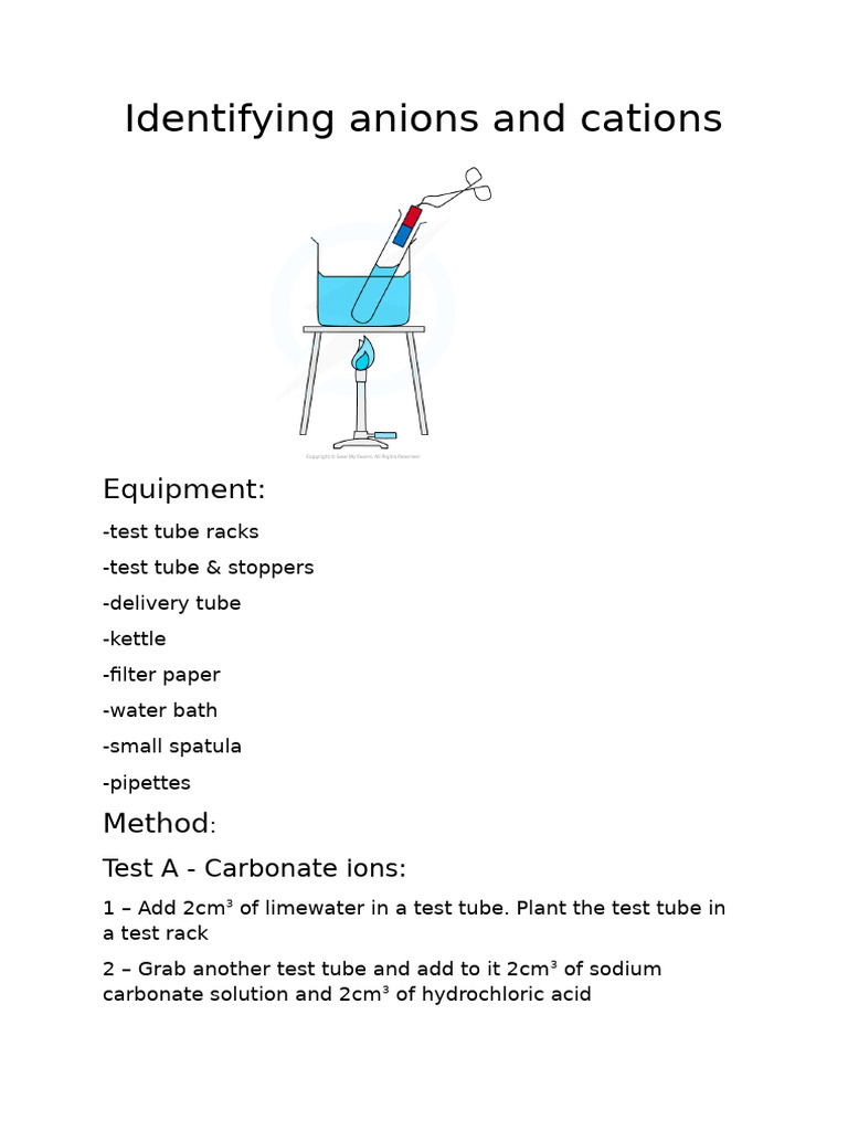 Identifying Anions and Cations | PDF | Chloride | Ammonium