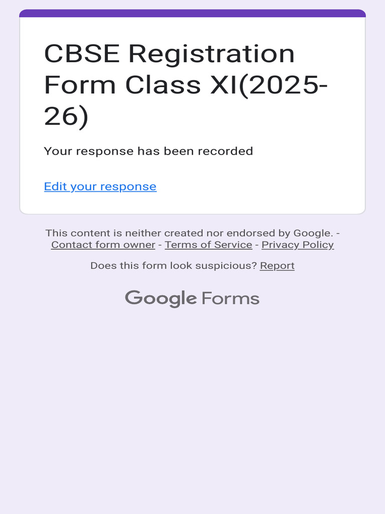 CBSE Registration Form Class XI (2025-26) | PDF
