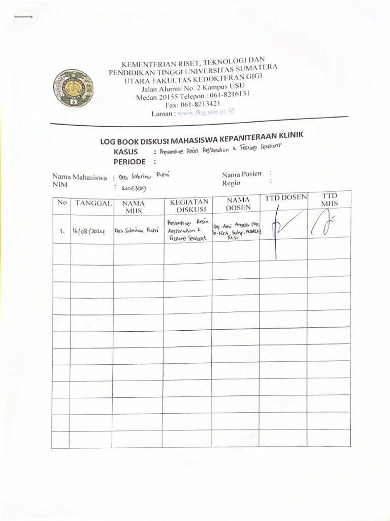 Logbook AAH PRR Dan FS Dea Sabrina Putri 210631119 | PDF