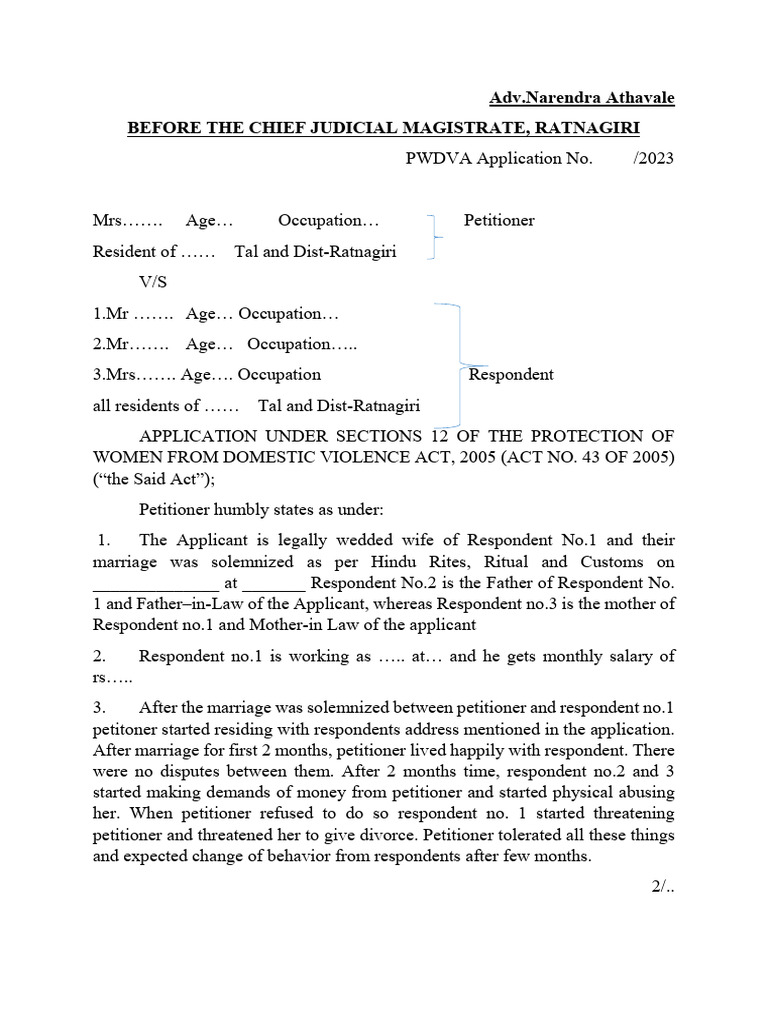 Domestic Violence Petition in Ratnagiri | PDF | Social Institutions ...