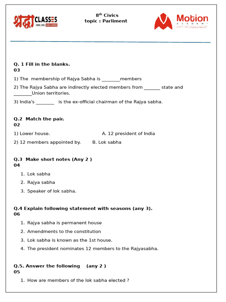 8th SSC Civics | PDF