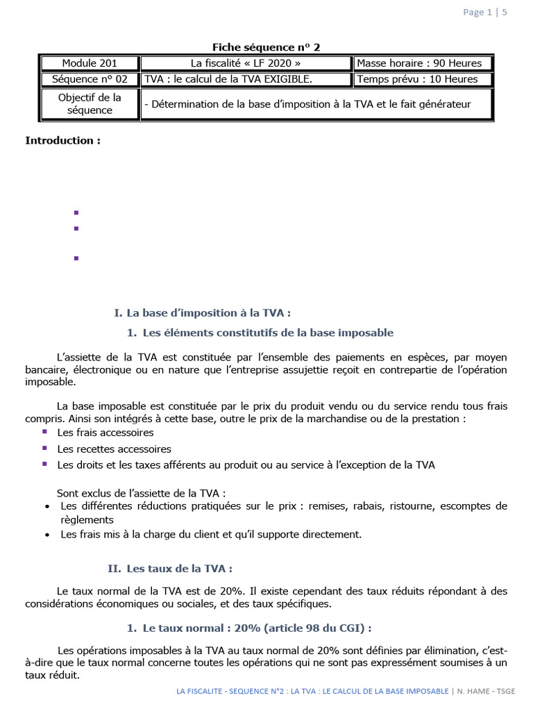 Calcul de la Base Imposable à la TVA | PDF | Taxe sur la valeur ajoutée ...